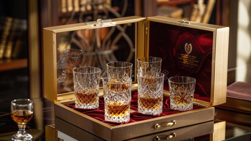 Whiskey Gift Set Presented in a Gold Gift Box, Exuding Luxury and ...
