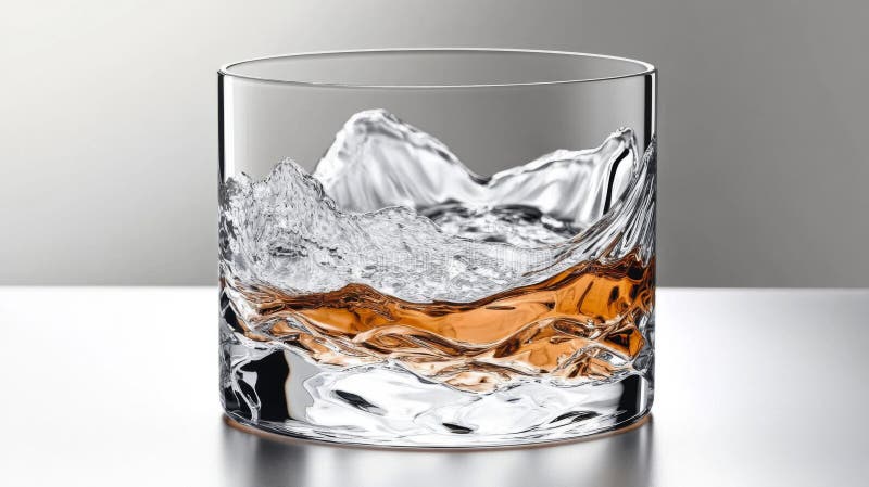 Whiskey Glass with Carved Mountain Landscape Stock Illustration ...