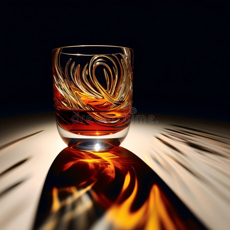 Whiskey Glass with Caustics and Dramatic Lighting AI Generated Stock ...
