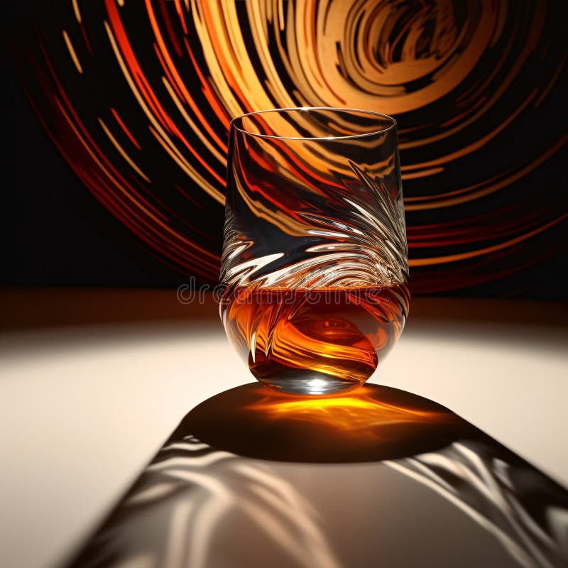 Whiskey Glass with Caustics and Dramatic Lighting AI Generated Stock ...