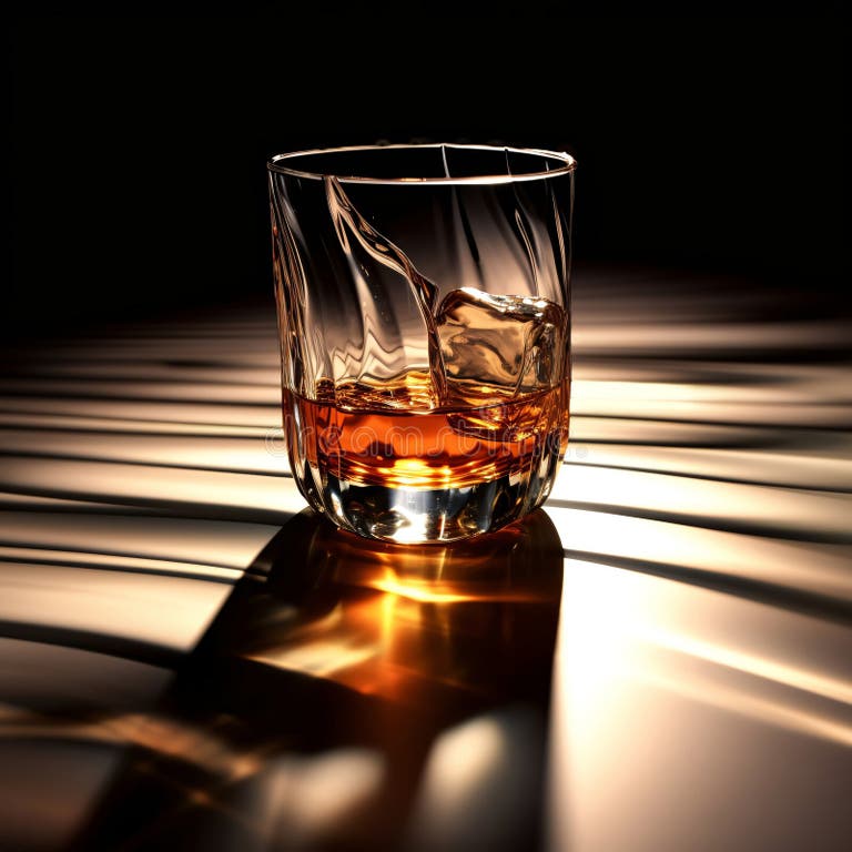 Whiskey Glass with Caustics and Dramatic Lighting AI Generated Stock ...