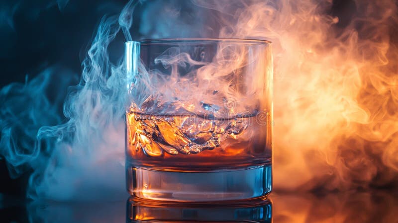 Whiskey Glass Ice Dramatic Smoke Effect Stock Photos - Free & Royalty ...