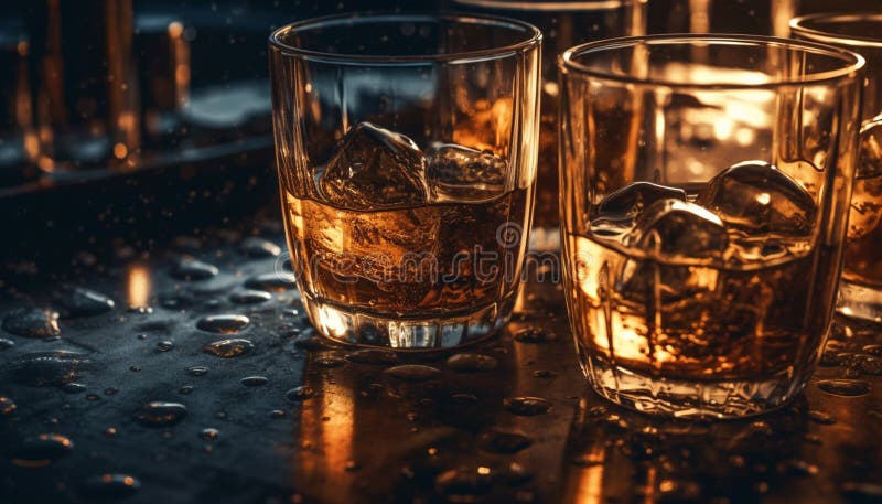 Whiskey Glass Reflects Dark Night, Luxury, and Celebration of Alcohol ...