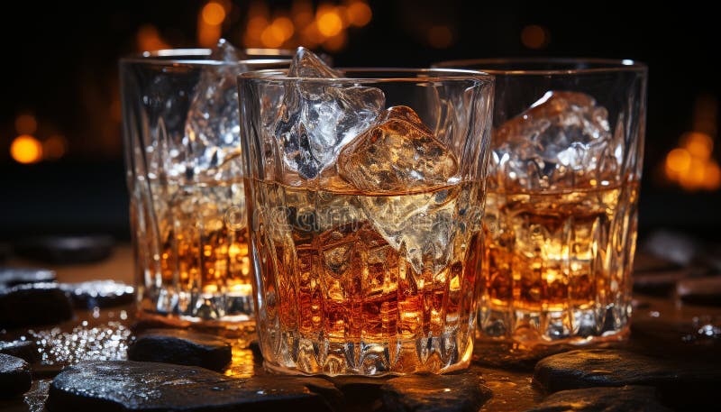Whiskey on Ice, a Refreshing Drink for a Dark Night Generated by AI ...