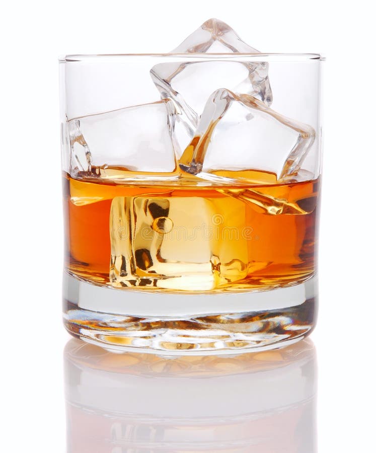 Whiskey and Ice on White stock image. Image of white - 15218123