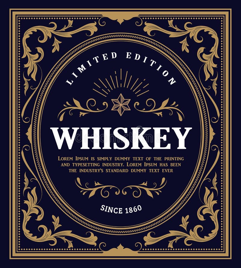 Whiskey Label Antique Engrave Design Retro Vector Illustration Stock ...