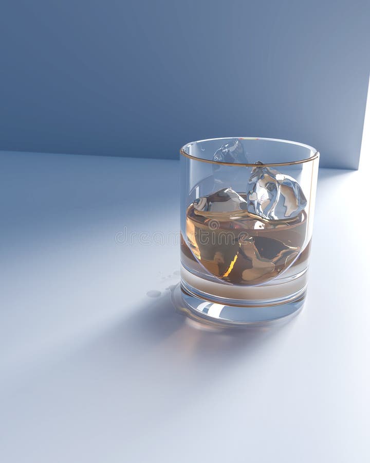 Whiskey on the Rocks Casting Shadow Artwork Stock Illustration ...