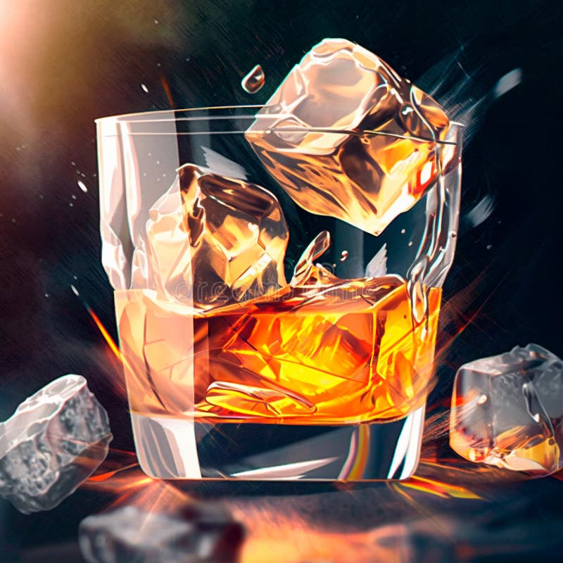 Whiskey on the rocks stock illustration. Illustration of beverages ...