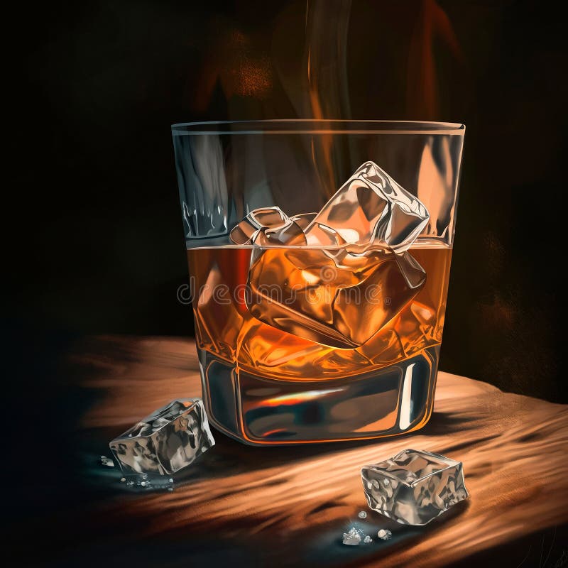 Whiskey on the rocks stock illustration. Illustration of closeup ...
