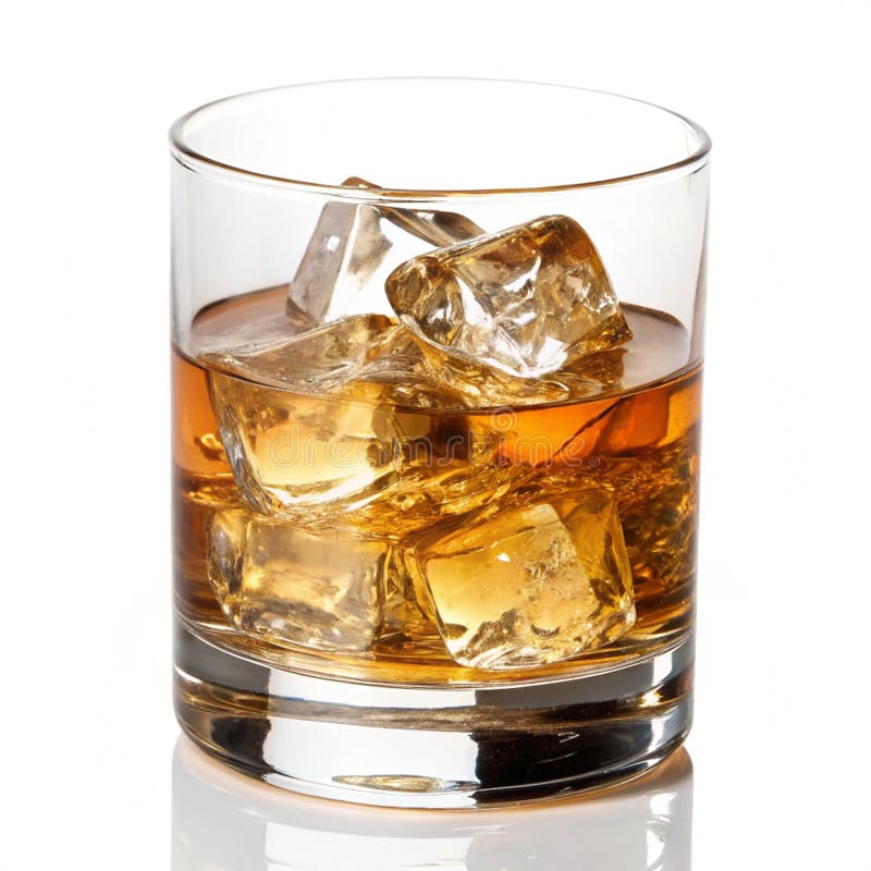 Whiskey on the Rocks Isolated on White Background Stock Illustration ...