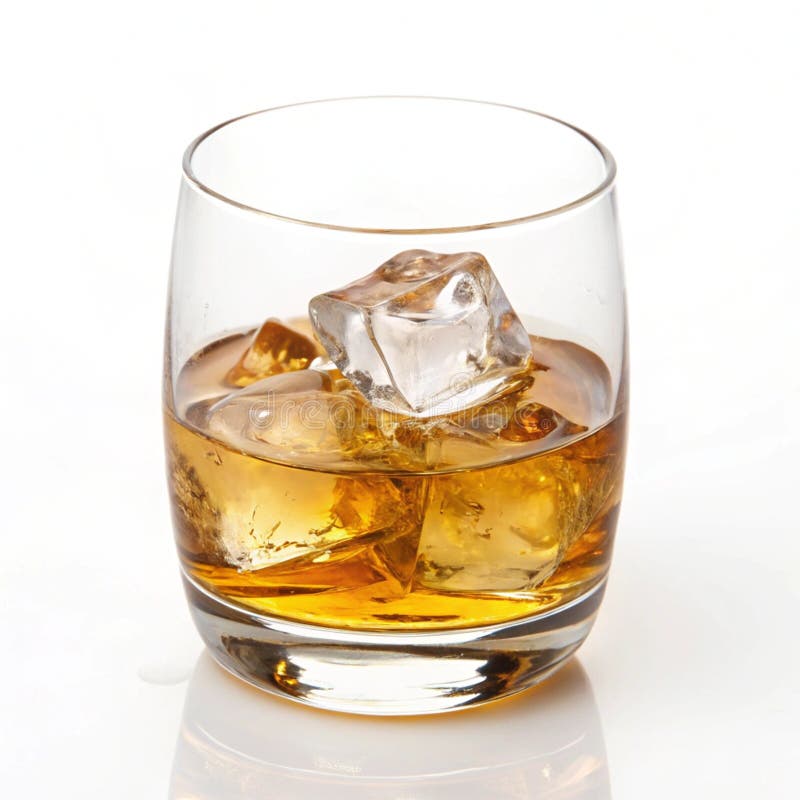 Whiskey on the Rocks Isolated on White Background Stock Illustration ...