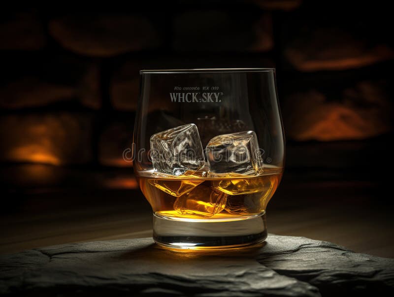 Whiskey on the Rocks Photography, Generative Ai Stock Illustration ...