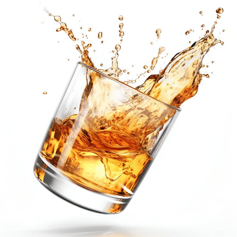 Whiskey Splash in Glass Isolated on White Background. Generative Ai ...