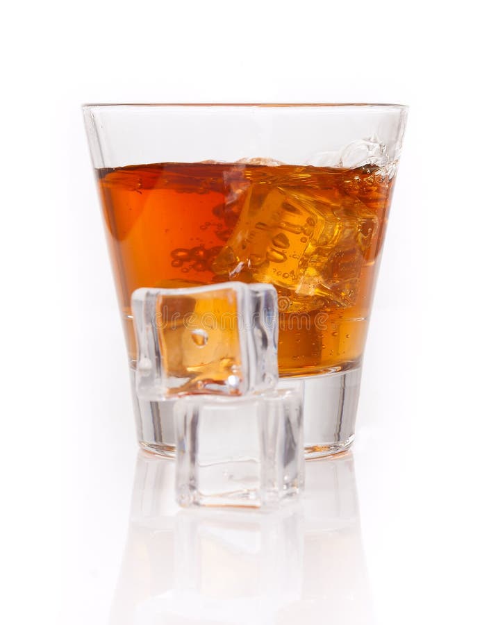 Whiskey Splash with Ice Cubes Isolated on White Stock Photo - Image of ...
