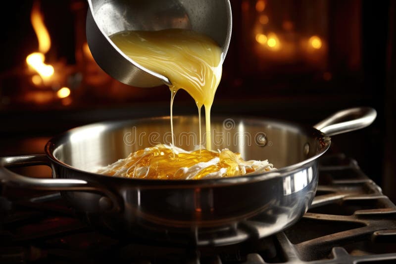 Whisking Butter and Cream into Melted Sugar Stock Illustration ...