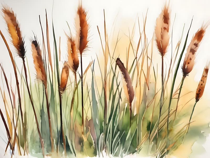 Whisking Cat Tails in Watercolor Stock Illustration - Illustration of ...