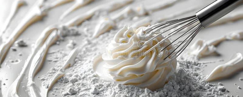 Whisking Egg Whites To Stiff Peaks in a Clean White Kitchen. Concept ...