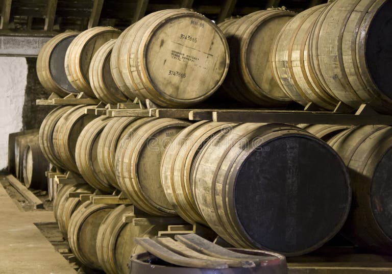 Whisky Barrels in a Distillery Stock Image - Image of drink, distillery ...