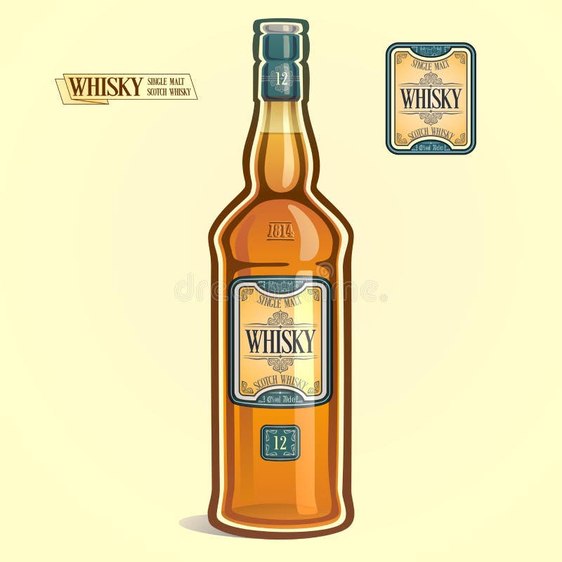 Whisky in the bottle stock illustration. Illustration of design - 33703503