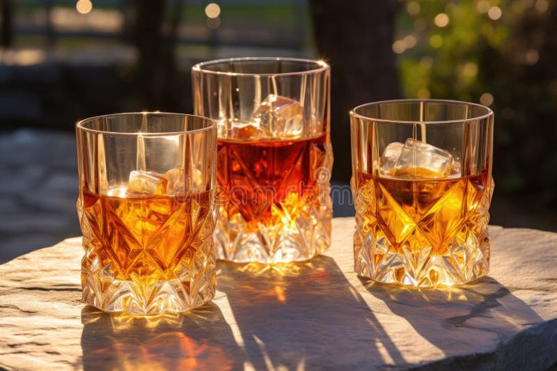 Whisky Bottle with Sunlight Filtering through Leaves Stock Illustration ...