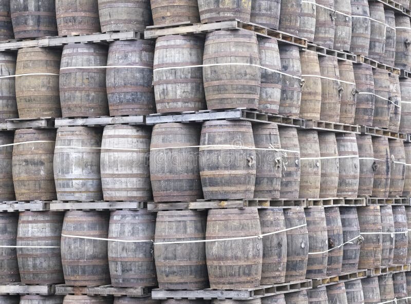 Whisky Casks Stacked at Distillery for Storage Stock Image - Image of ...