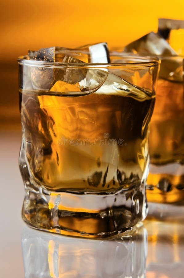 Whisky with ice. stock image. Image of neat, gold, closeup - 27163199