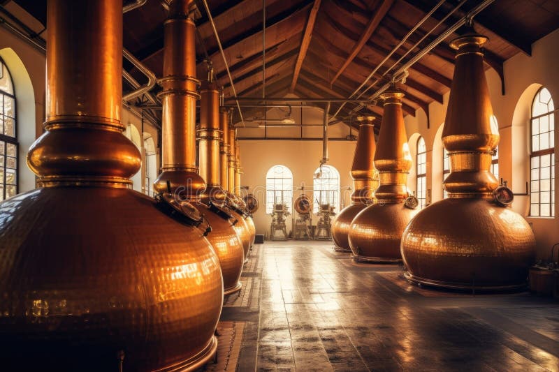 Whisky Stills in a Traditional Distillery Setting Stock Illustration ...