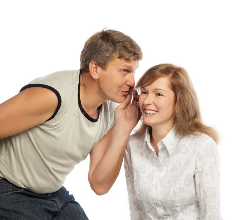Whispering couple stock photo. Image of tempt, gossips - 12414346