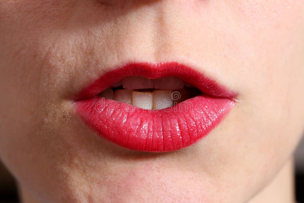 Whispering red lips stock photo. Image of close, females - 54745372