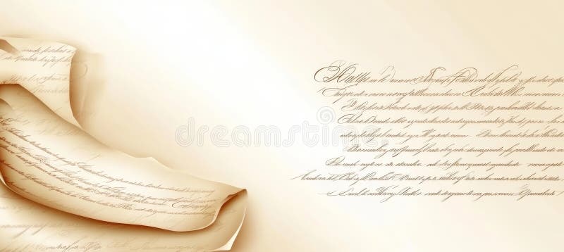 Whispers of Time Elegant Cursive Script on Weathered Parchment Against ...