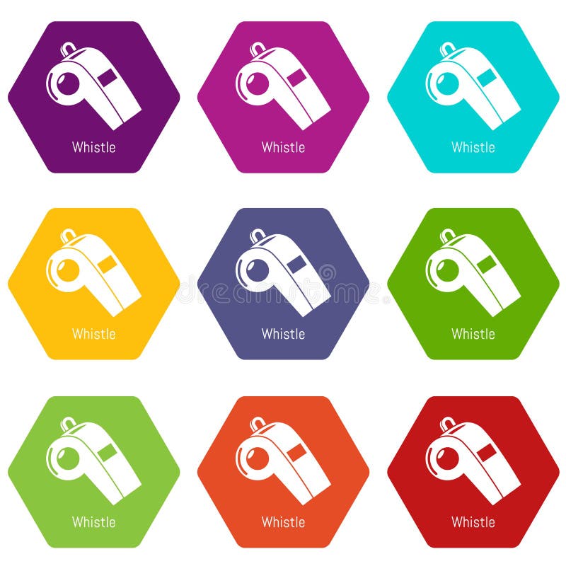 Whistle icons set 9 vector stock vector. Illustration of crime - 124132494