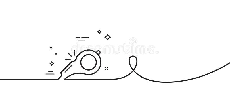 Whistle Line Icon. Kick-off Sign. Continuous Line with Curl. Vector ...