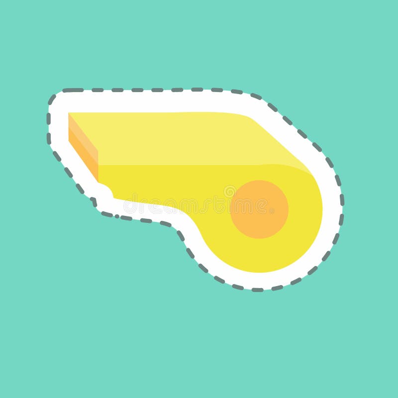 Whistle 2 Sticker in Trendy Line Cut Isolated on Blue Background Stock ...