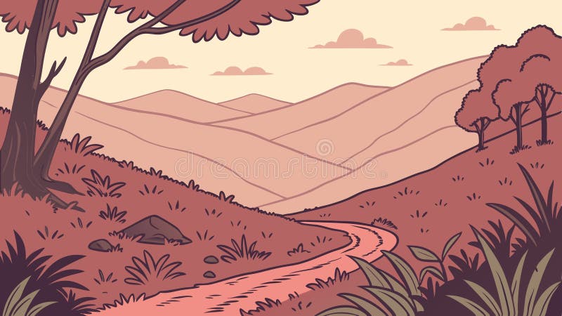 Whistle on Winding Path in Undulating Landscape Vector, Vector Design ...