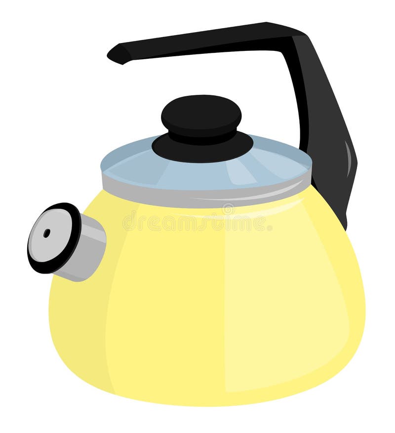 Whistling Yellow Kettle Vector Illustration Stock Vector - Illustration ...