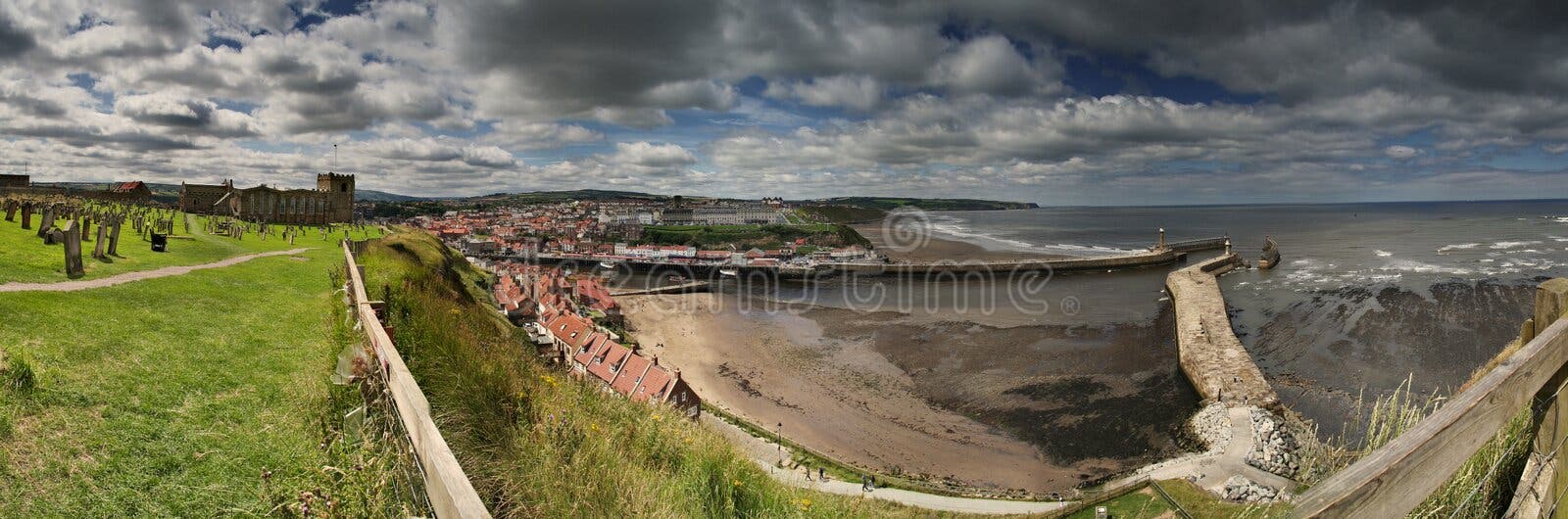 99 steps at Whitby stock image. Image of clouds, bench - 2535463