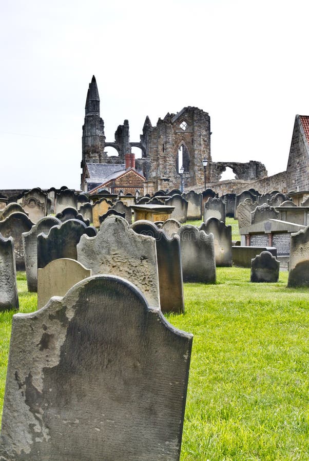 Whitby abbey and graveyard stock photo. Image of cemetery - 23487680