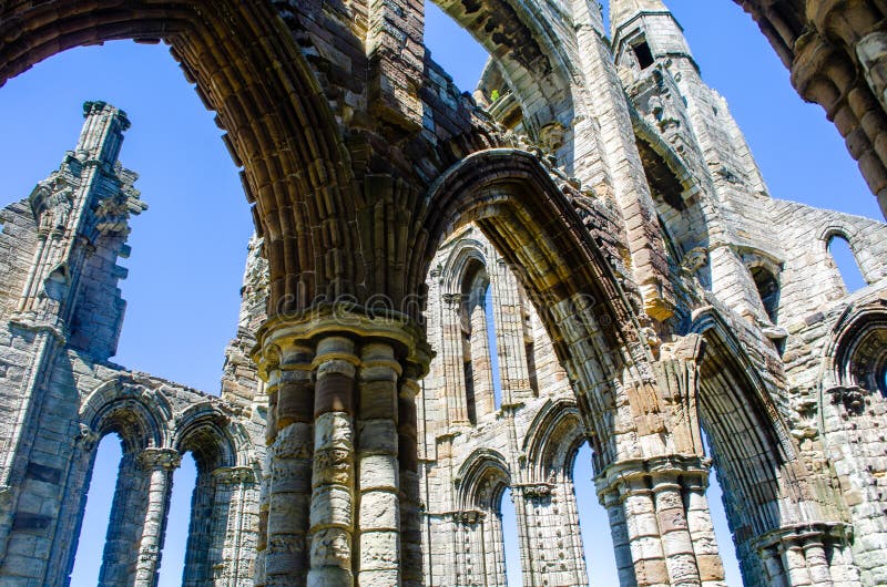 Whitby Abbey Ruins in Close View Stock Image - Image of yorkshire ...