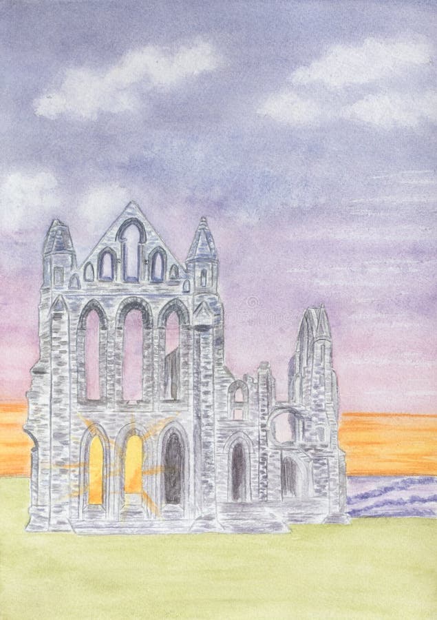 Whitby Abbey Ruins stock illustration. Illustration of ancient - 82249126