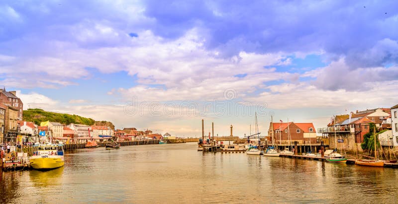 Whitby Harbour Landscape 2017 Stock Photo - Image of summer, coastline ...