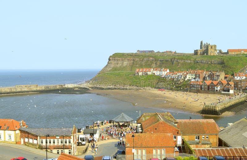 Whitby Beach West Cliff in North Yorkshire Stock Image - Image of ...