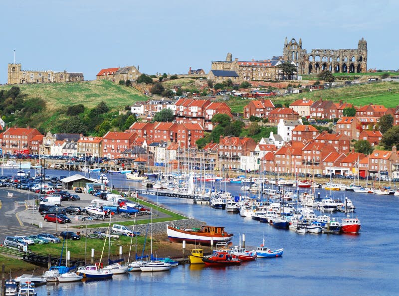 Whitby postcard view stock image. Image of reflections - 13735853