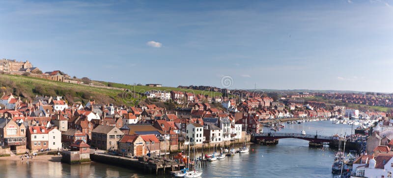 Whitby Town and Harbor stock image. Image of hotel, houses - 15113225