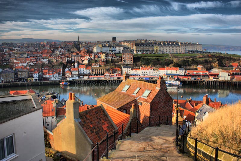Whitby Town West Cliff Viewed from East Cliff Stock Photo - Image of ...