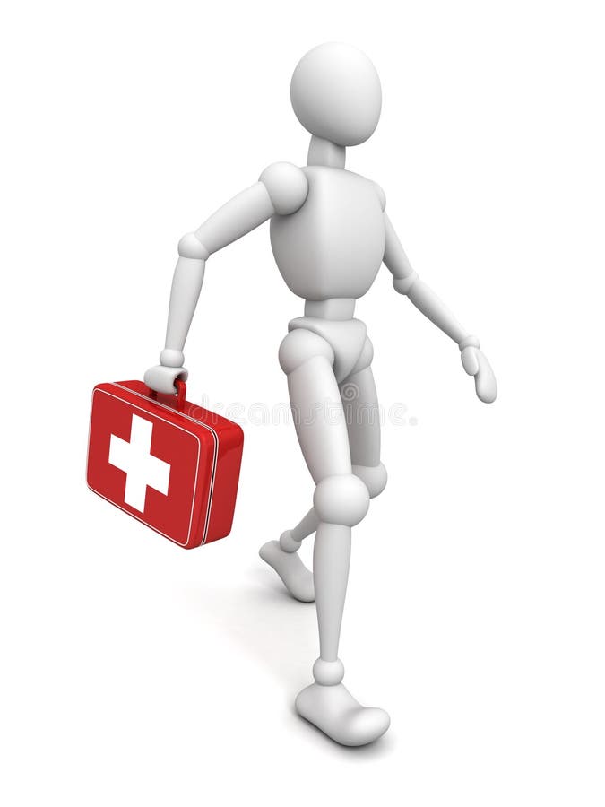 White 3d Man with Red Medical Kit Case Stock Illustration ...