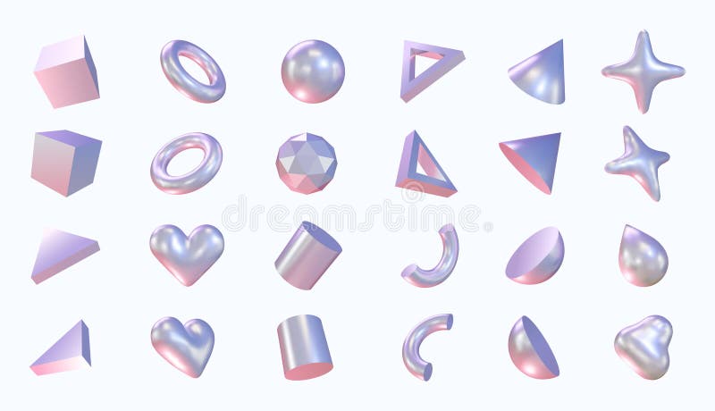 White Abstrac Geometric Glossy Shapes in Two Different Angle View Stock ...