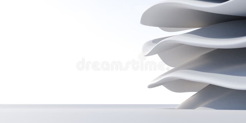 White Abstract Architectural Structure with Wavy Form, Rendered on ...