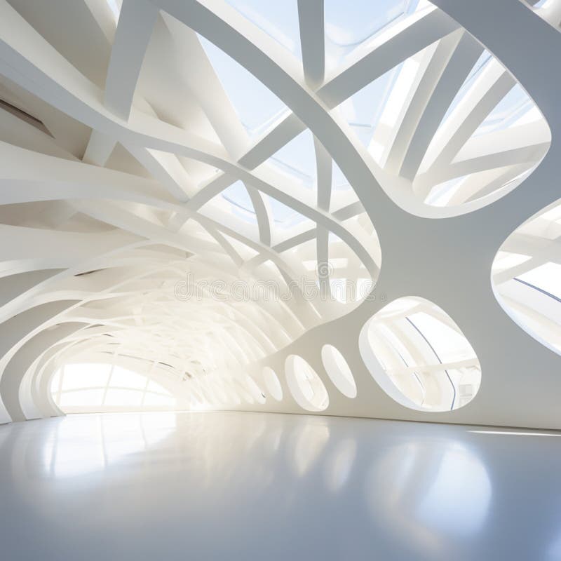 White Abstract Architecture Background. Technology Future Futuristic ...
