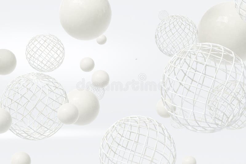 White Abstract Background with Balls and Spheres Zero Gravity ...