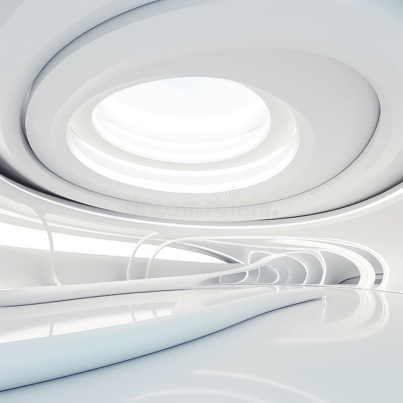 White Abstract Background with Round Windows, White Architecture ...